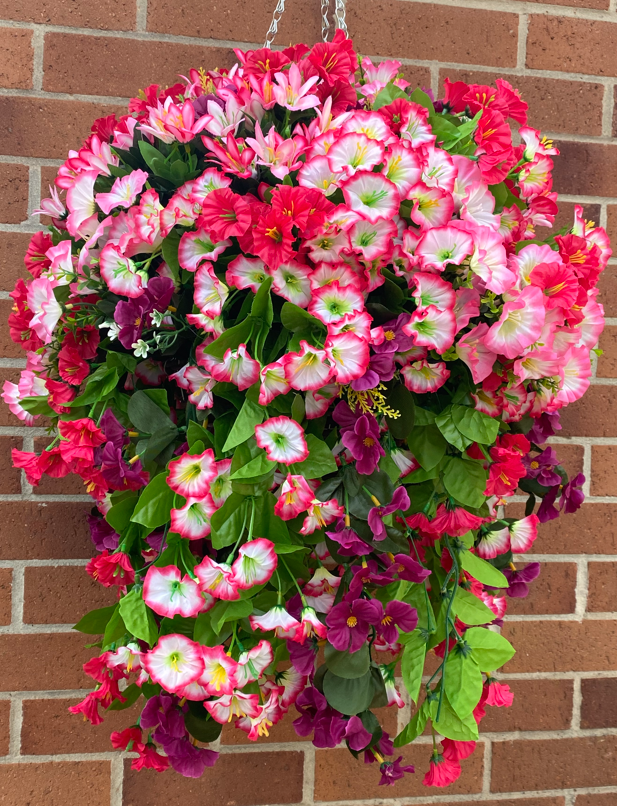 Medium Hanging Baskets With Artificial Hot Pink Calibrachoa ...
